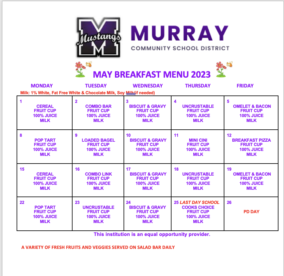 Menus & Nutrition – Murray